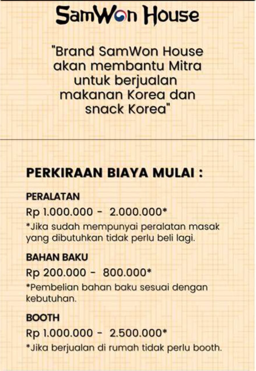 SamWon House - Franchise Korean BBQ Mulai 5 Juta Virtual Waralaba